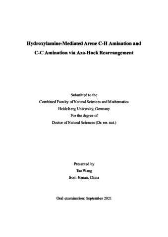 Hydroxylamine-Mediated Arene C-H Amination and C-C Amination via Aza ...